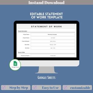 Editable Statement of Work Template for Customizing Project Goals ...