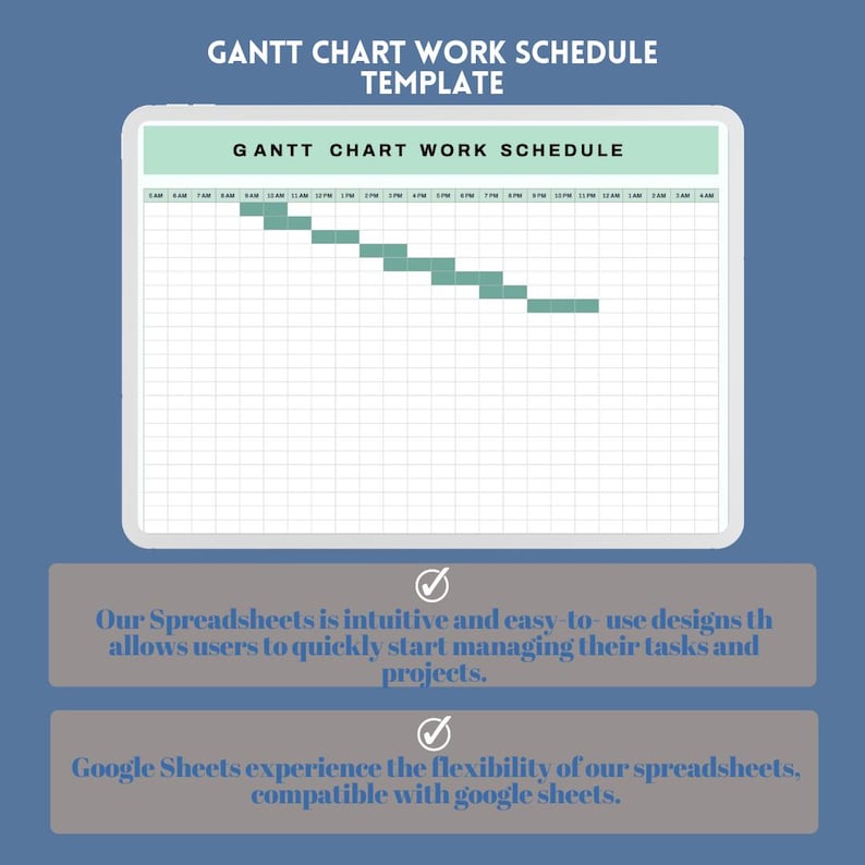 Gantt Chart Work Schedule Template, Digital Download, Editable Google ...