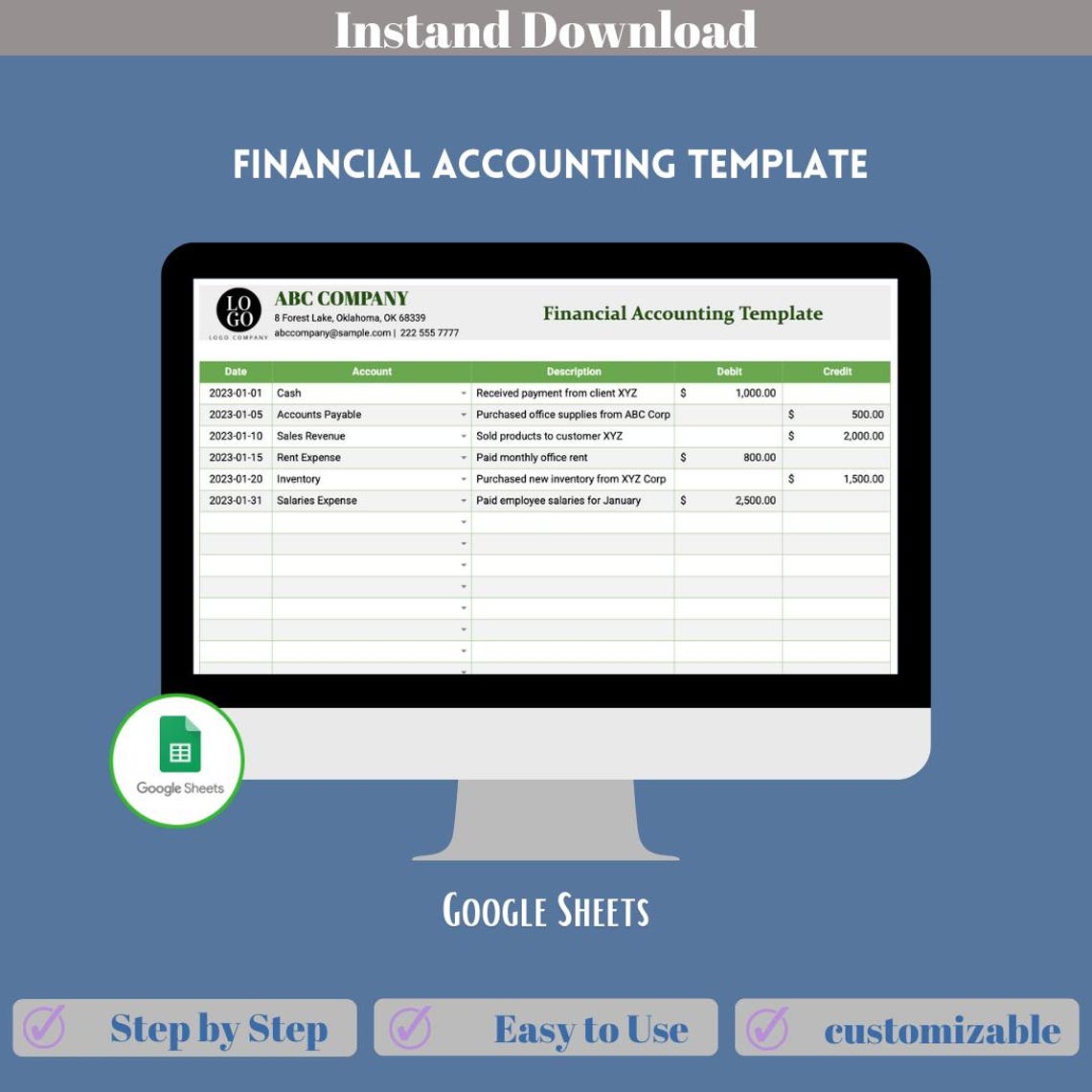 Financial Accounting Template, Business Finance Tracker, Income and ...