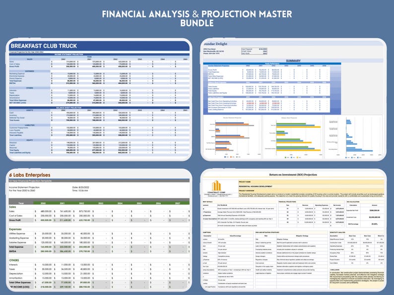 Financial Analysis Projection Bundle Google Sheets Financial Dashboard ...