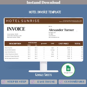 Hotel Invoice Template, Google Sheets Form for Hospitality Businesses ...