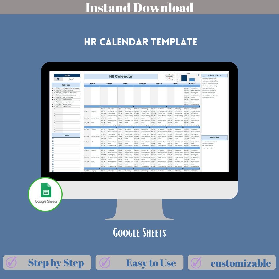 HR Calendar Template, Employee Schedule Planner, Holiday & Leave ...