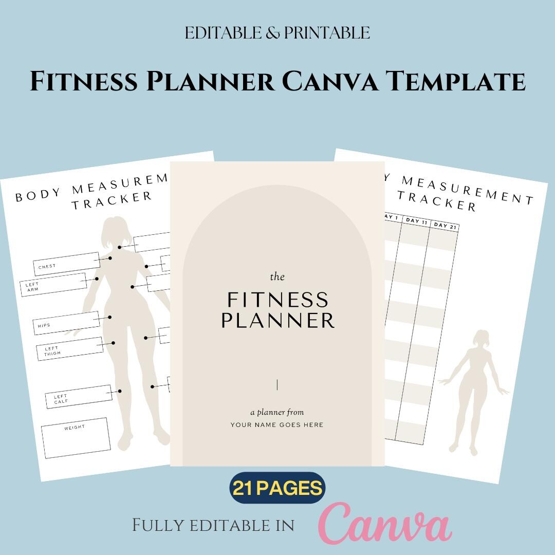 Fitness Planner, Canva Editable Template, Workout Log, Exercise Tracker ...