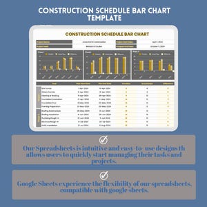 Construction Schedule Bar Chart for Small Business, Google Sheets ...