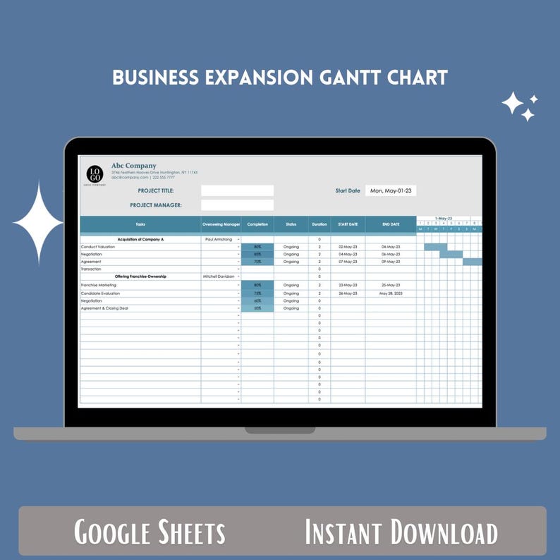 Business Expansion Gantt Chart Template, Digital Download, Editable ...