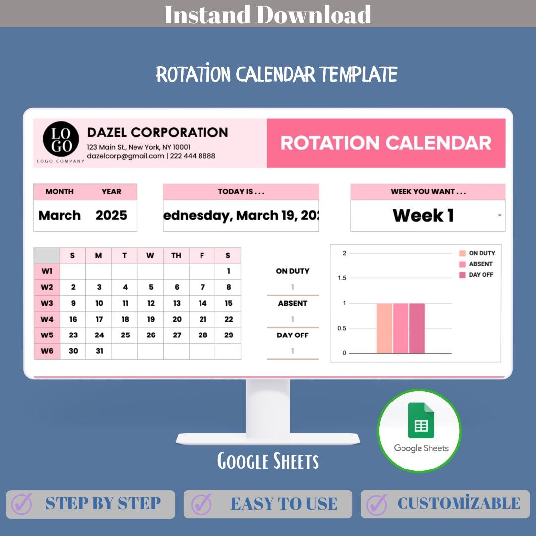 Rotation Calendar Template Google Sheets, Editable Shift Schedule ...