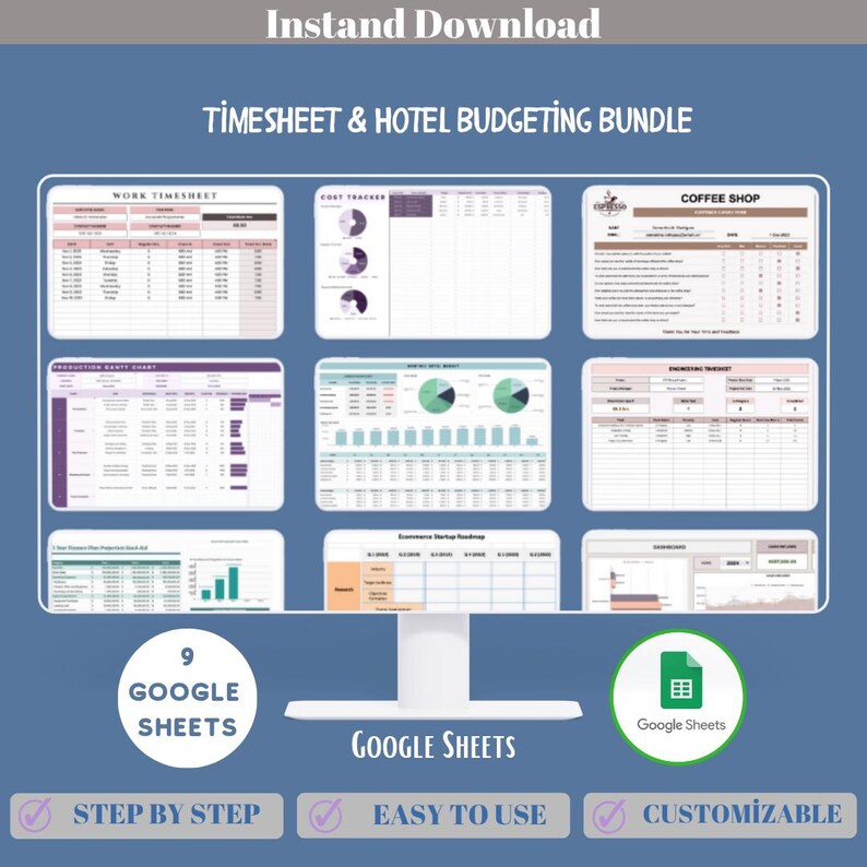 Timesheet and Hotel Budgeting Bundle for Staff Scheduling, Expense ...