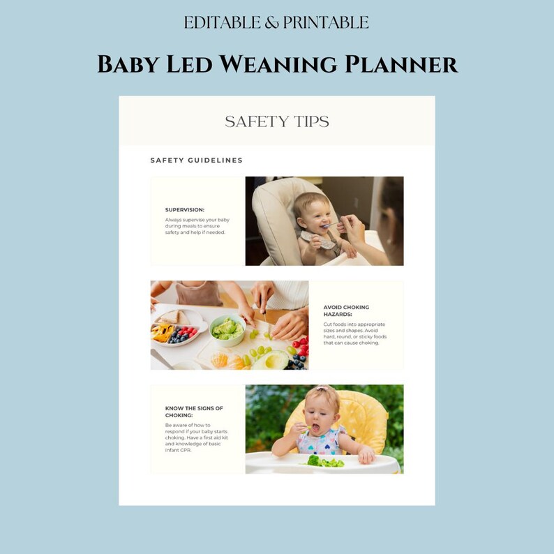 Baby Led Weaning Planner Canva Template, First Foods Tracker, Feeding ...