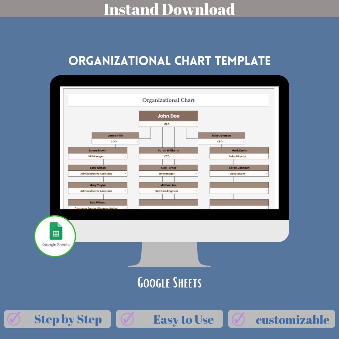 Organizational Chart Template, Digital Download, Editable Google Sheets ...