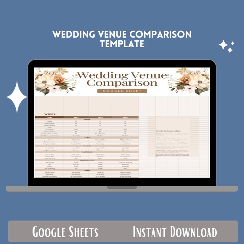 Wedding Venue Comparison Template for Small Business, Google Sheets ...