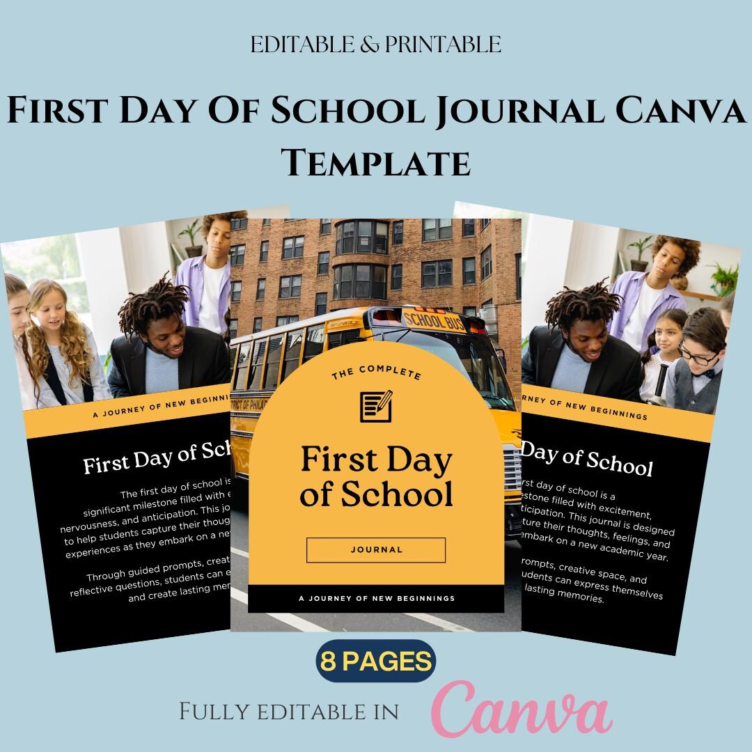 First Day of School Journal, Canva Editable Template, Student ...