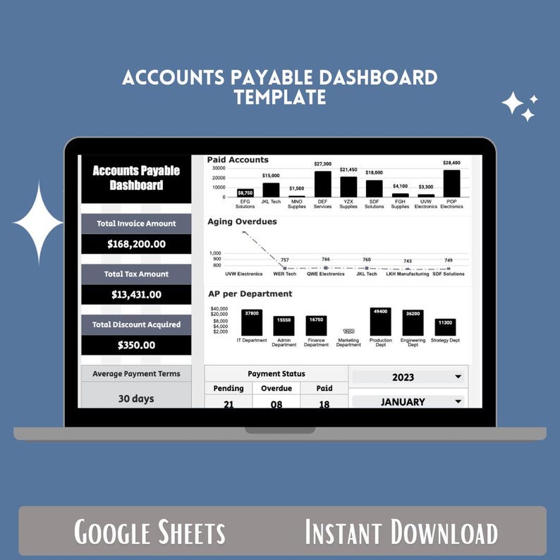 Accounts Payable Dashboard Template Google Sheets, Vendor Payment ...