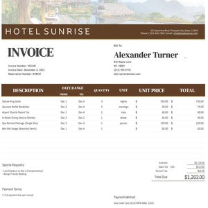 Hotel Invoice Template, Google Sheets Form for Hospitality Businesses ...