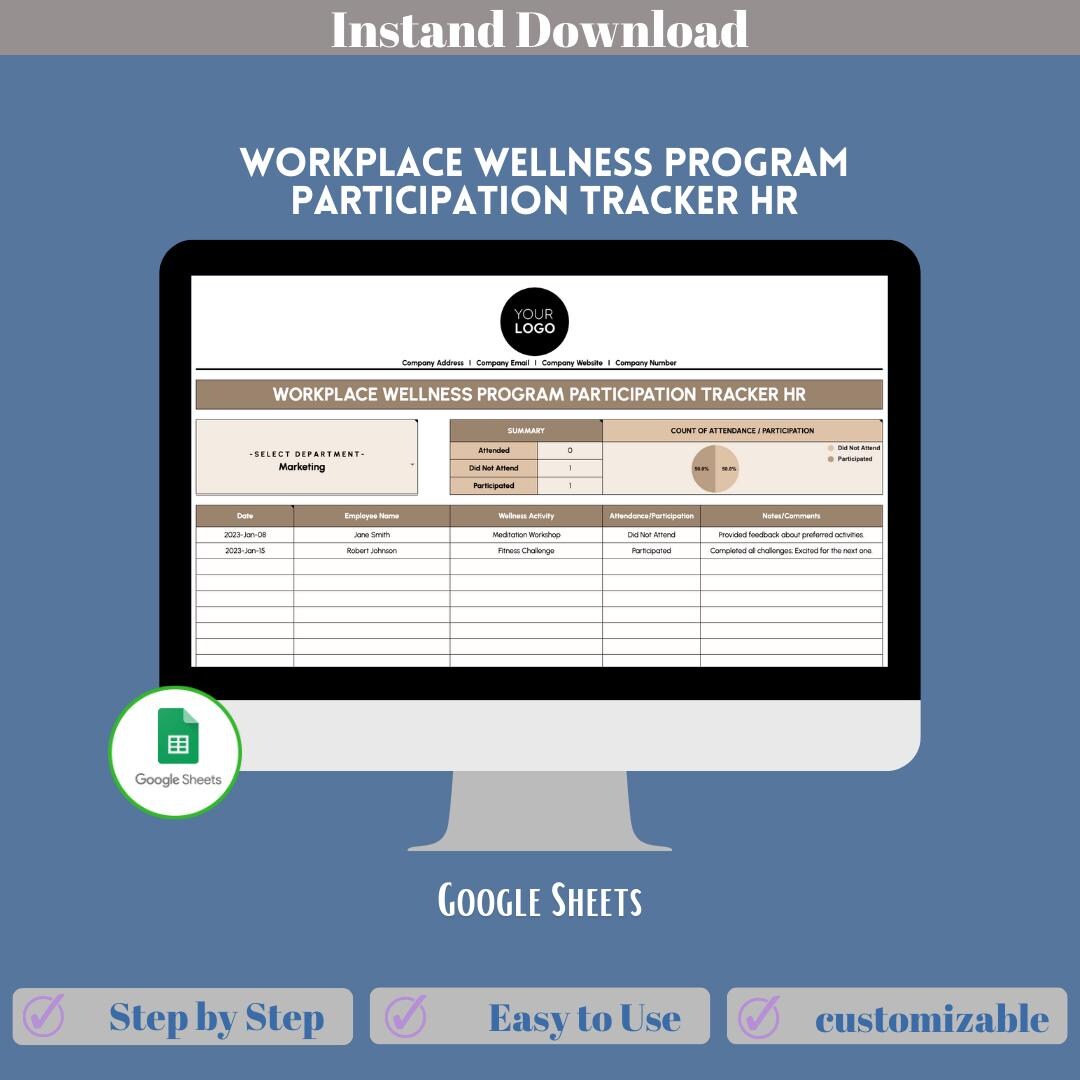 Workplace Wellness Program Tracker, Editable Digital Download, Google ...