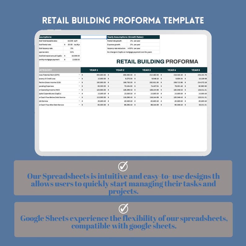 Retail Building Proforma Template, Digital Download, Editable Excel ...
