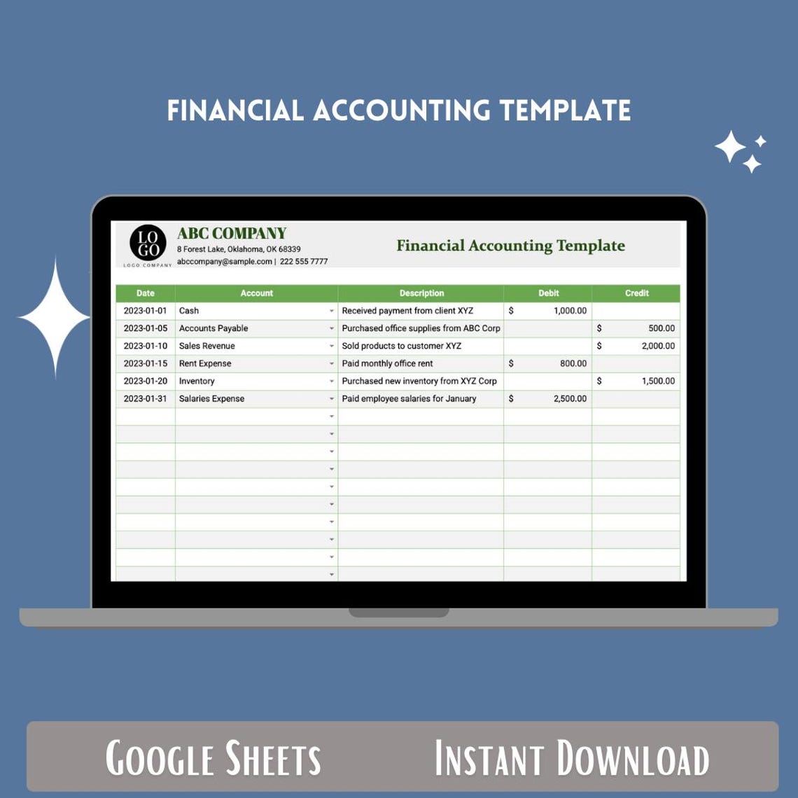 Financial Accounting Template, Business Finance Tracker, Income and ...