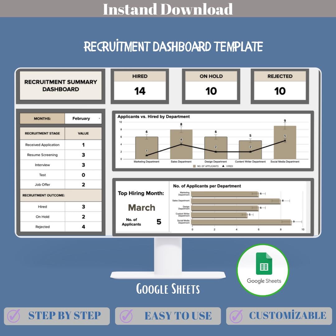 Recruitment Dashboard Google Sheets Template for Hiring Pipeline ...