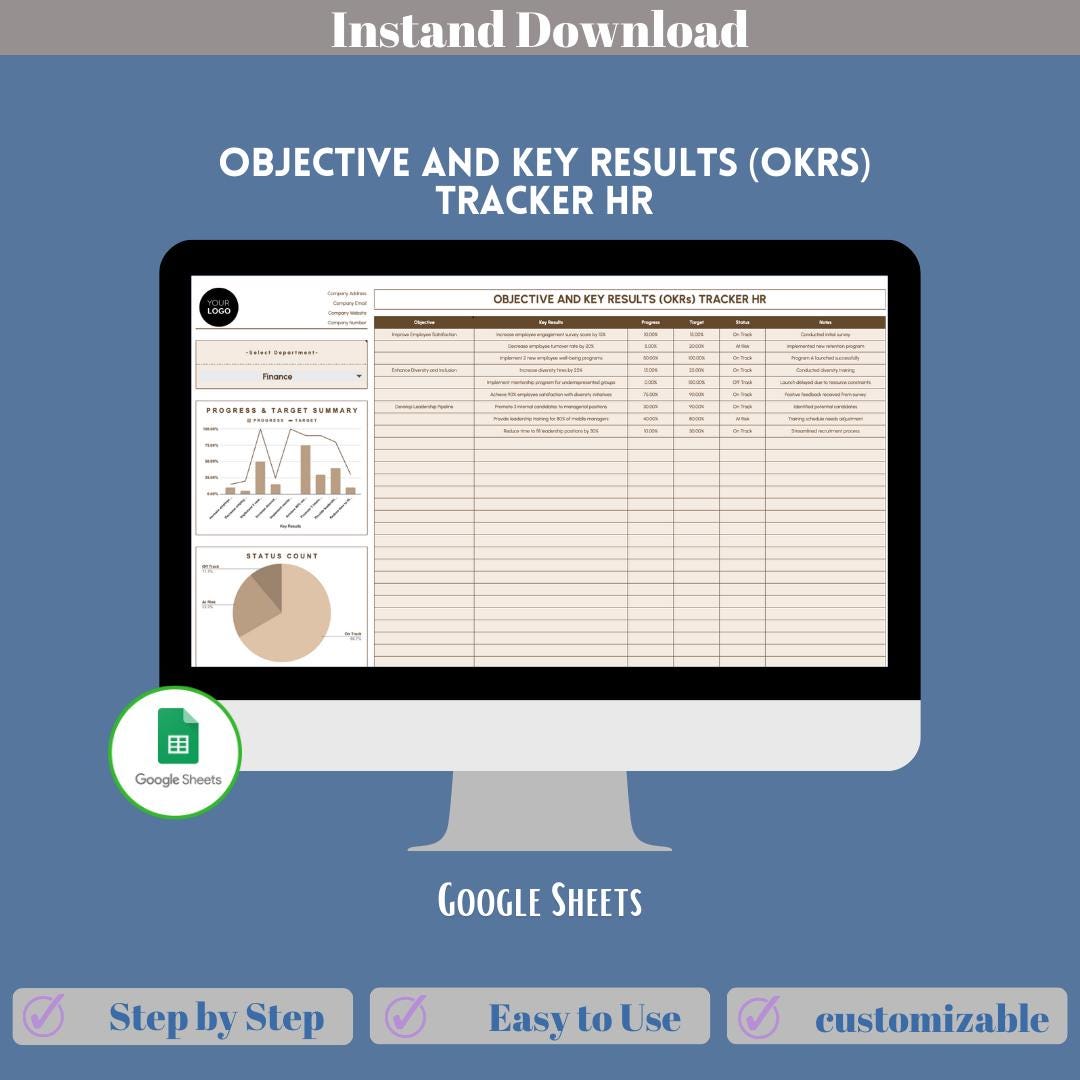 Okrs Tracker HR Template, Editable, Easy to Use Digital Download ...