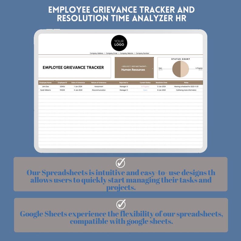 Employee Grievance Tracker Template Google Sheets, Editable HR ...