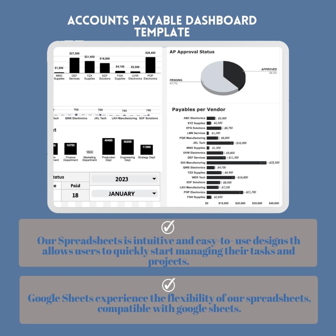 Accounts Payable Dashboard Google Sheets Template for Invoice Tracking ...