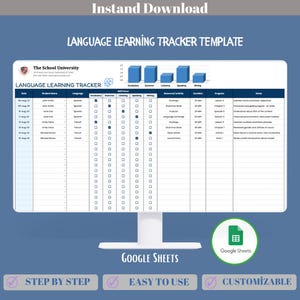 Language Learning Tracker Google Sheets Template, Daily Vocabulary ...
