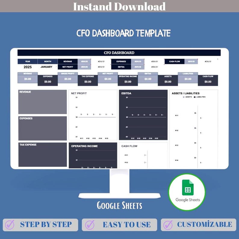 CFO Dashboard Template Google Sheets Small Business Finance Kpis ...