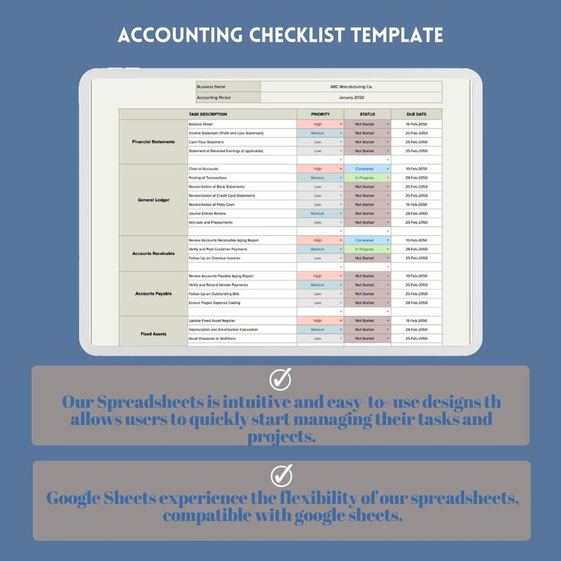 Accounting Checklist Template: Google Sheets Bookkeeping Task Tracker ...