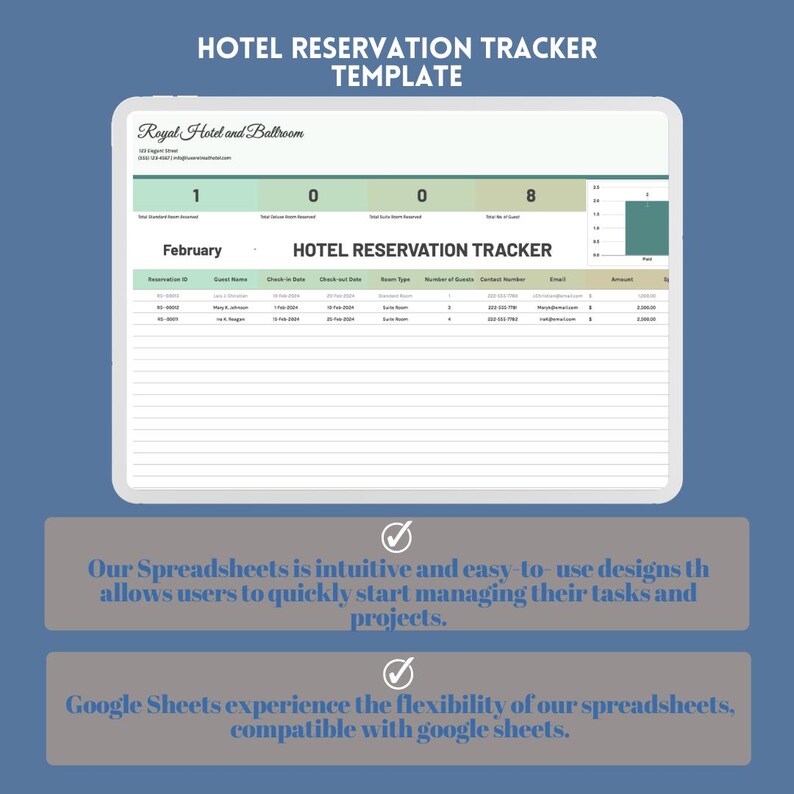 Hotel Reservation Tracker Template, Digital Download, Editable Google Sheets, Easy to Use ...