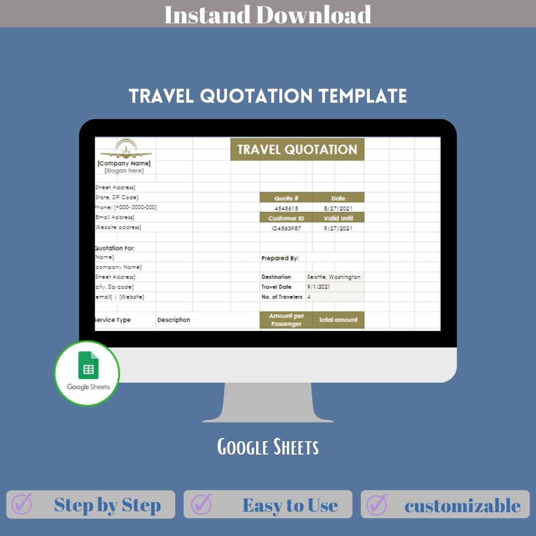 Travel Quotation Template,trip Cost Estimator, Travel Budget Planner ...