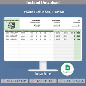 Payroll Calculator Google Sheets Template to Calculate Gross Pay ...