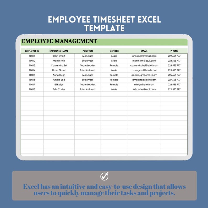 Employee Timesheet Excel Template, Track Work Hours, Monitor Attendance ...