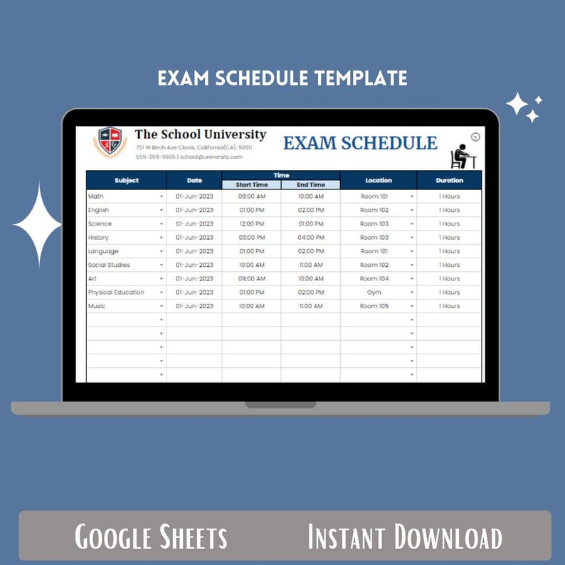 Exam Schedule Template, Study Planner, Test Tracker, Exam Organizer ...