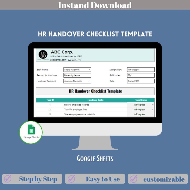 HR Handover Checklist Template, Google Sheets, Employee Transition ...