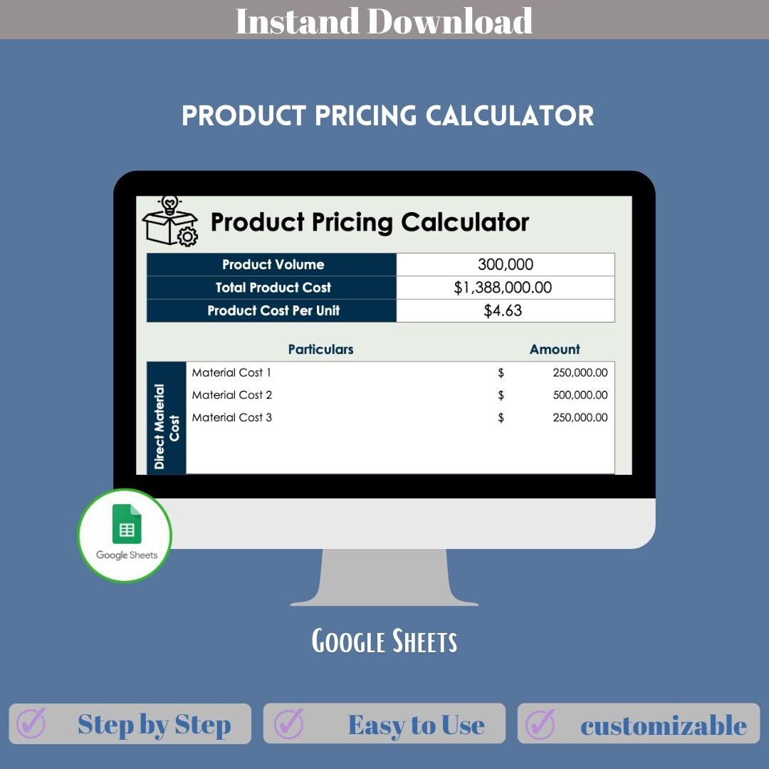 Product Pricing Calculator,editable Cost & Profit Estimator,margin ...