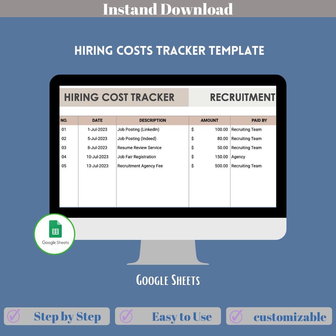 Hiring Costs Tracker Template, Recruitment Budget, HR Expense ...