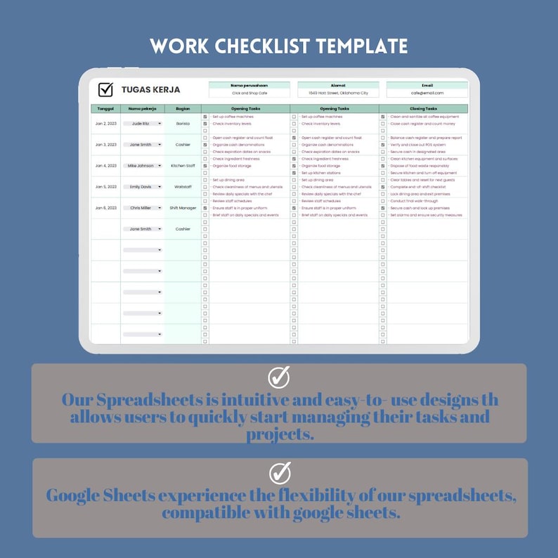 Work Checklist Template, Task Management, To-do List, Productivity ...