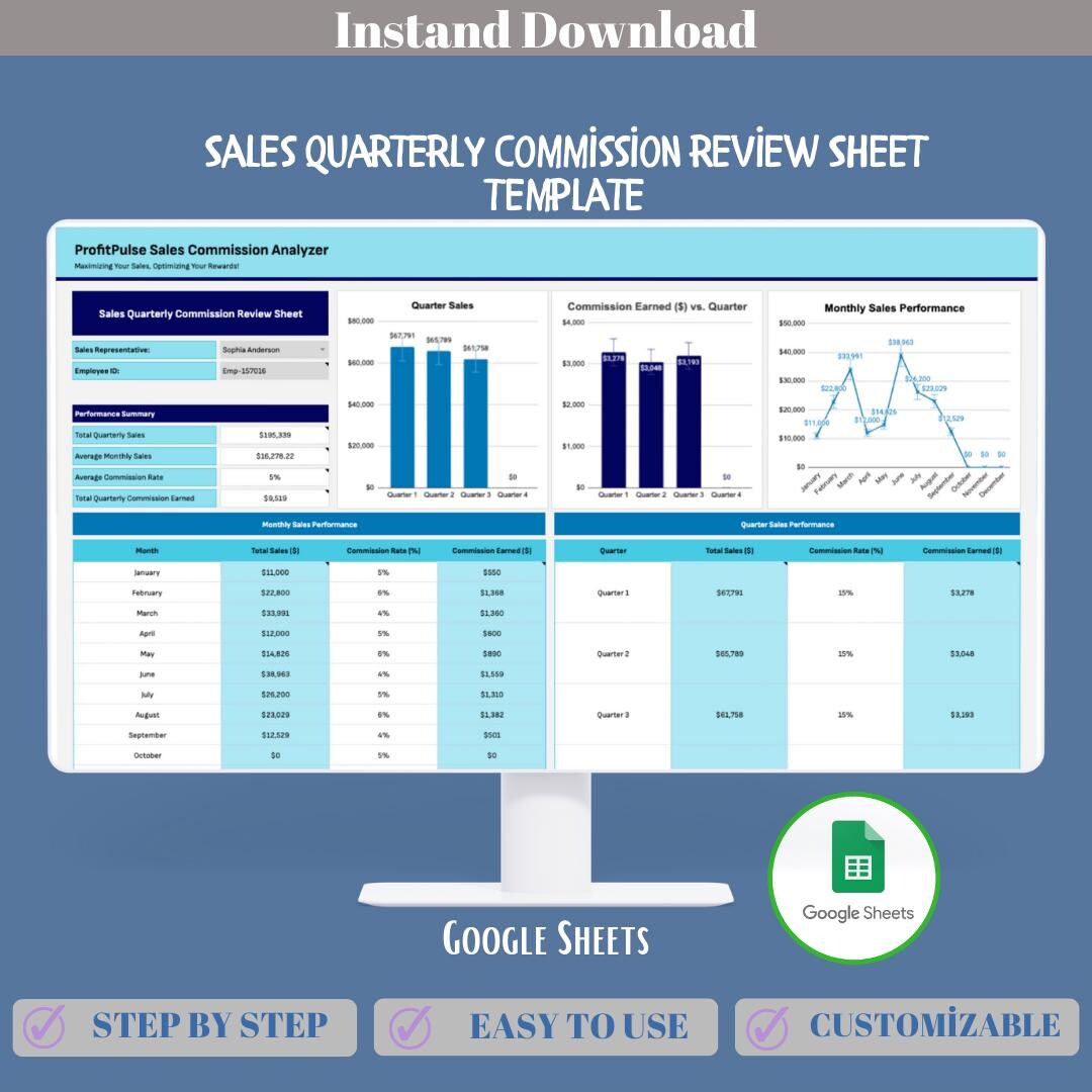 Sales Commission Tracker: Quarterly Review Google Sheets Template ...