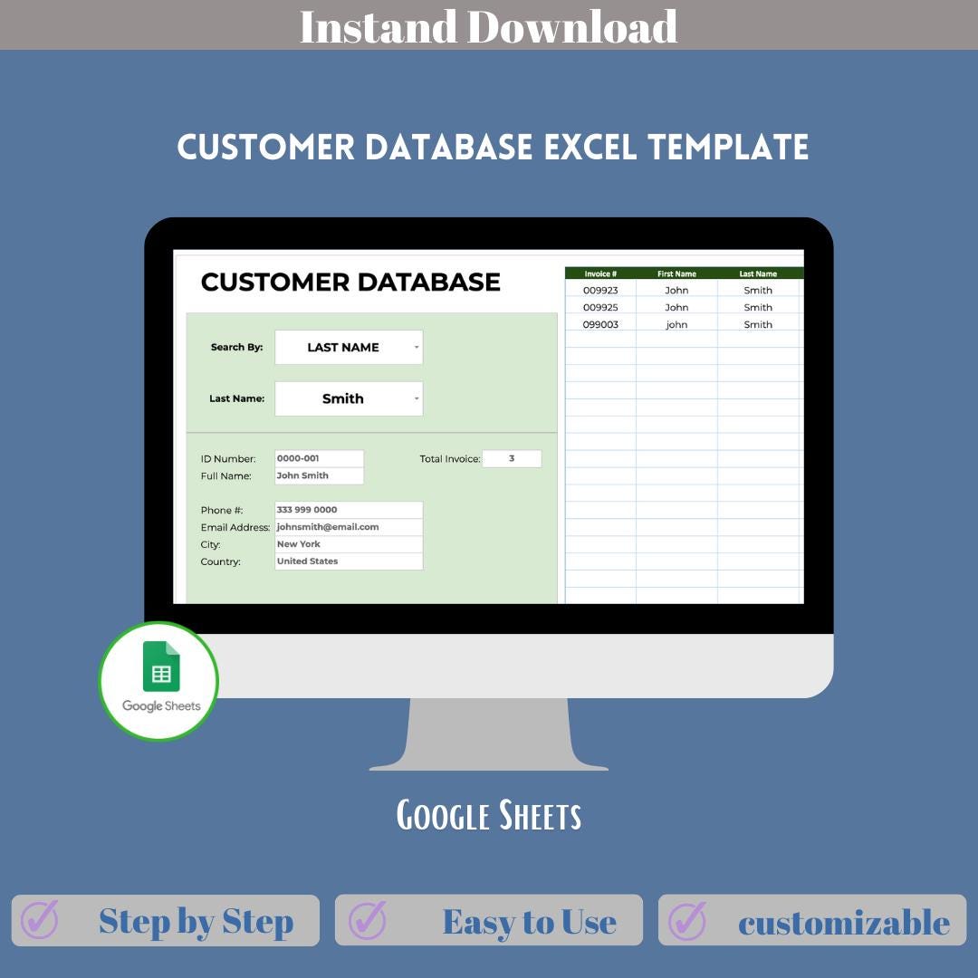Customer Database Template, Client Management, Contact Tracker, CRM ...