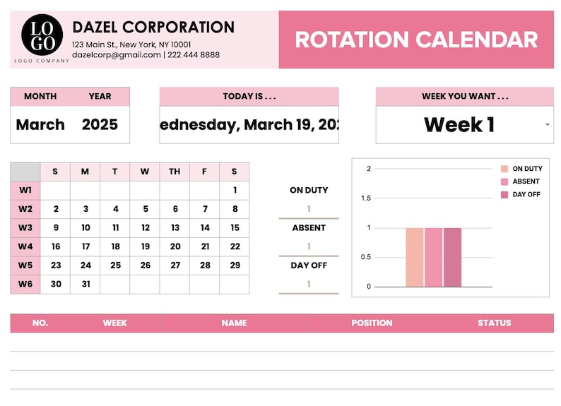 Rotation Calendar Template Google Sheets, Editable Shift Schedule ...