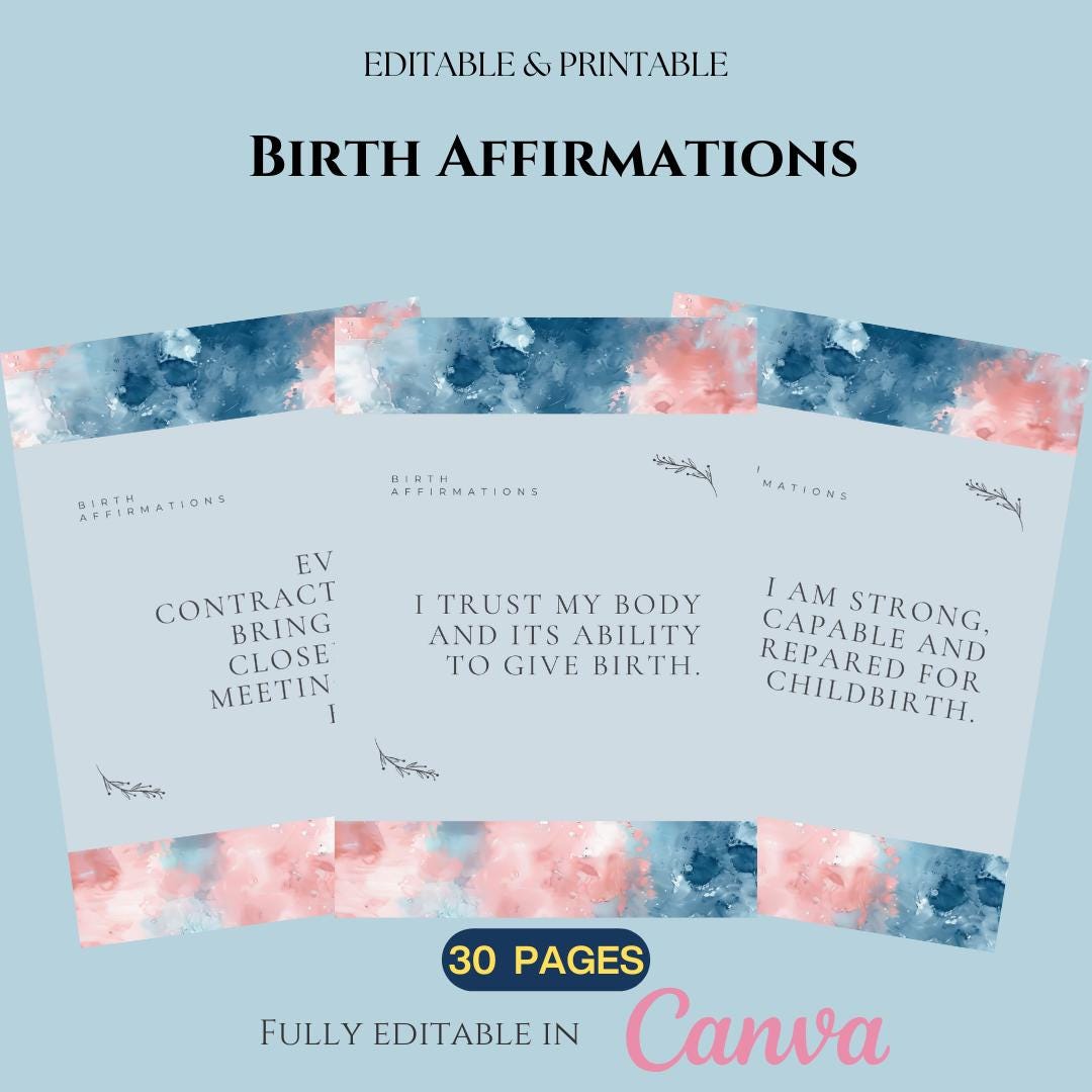 Birth Affirmations Canva Template, Labor Confidence Cards, Calm ...