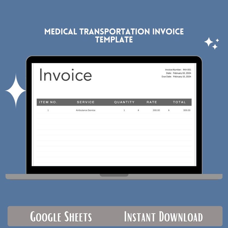 Medical Transportation Invoice Template,editable Digital Download ...