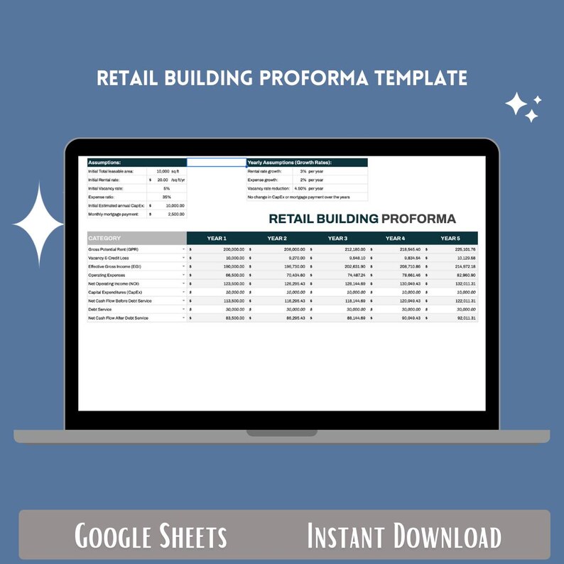 Retail Building Proforma Template, Digital Download, Editable Excel ...