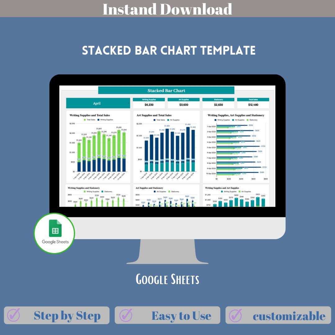 Stacked Bar Chart Template, Digital Download, Editable Excel or Google ...