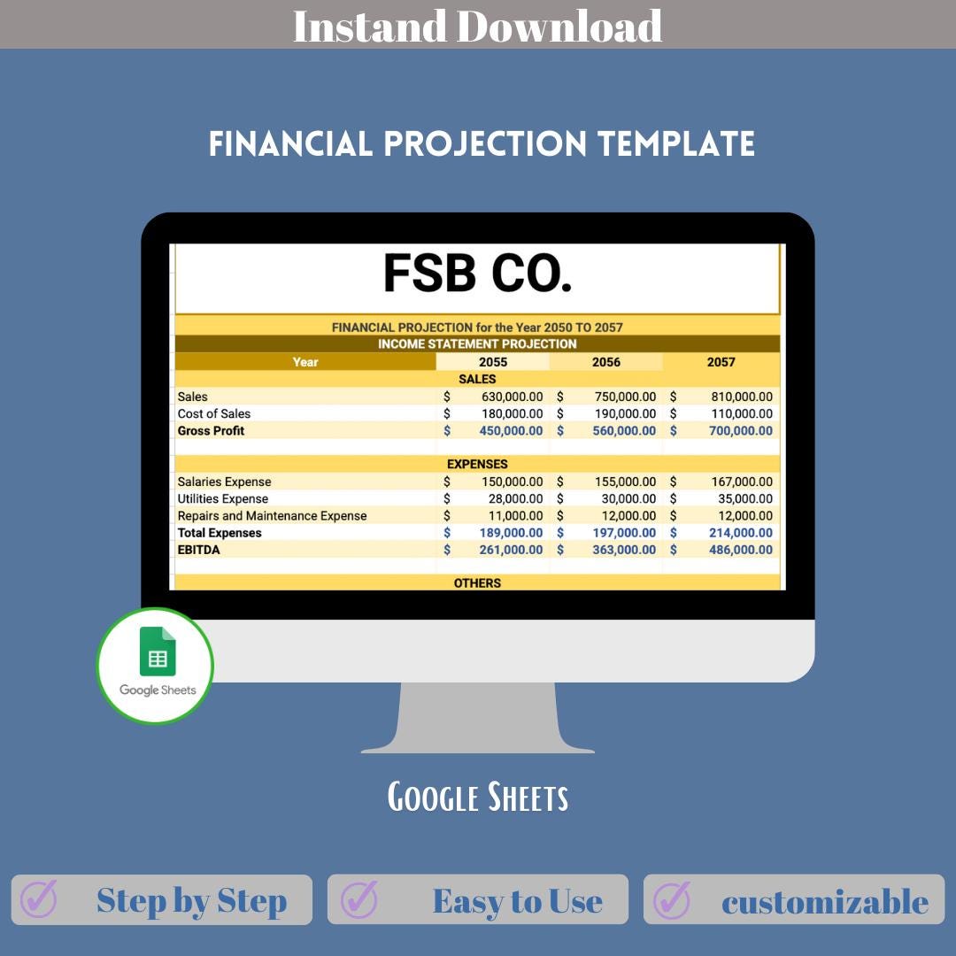 Financial Projection Template, Business Forecasting, Income and Expense ...
