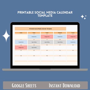 Printable Social Media Calendar Template, Digital Download, Editable ...