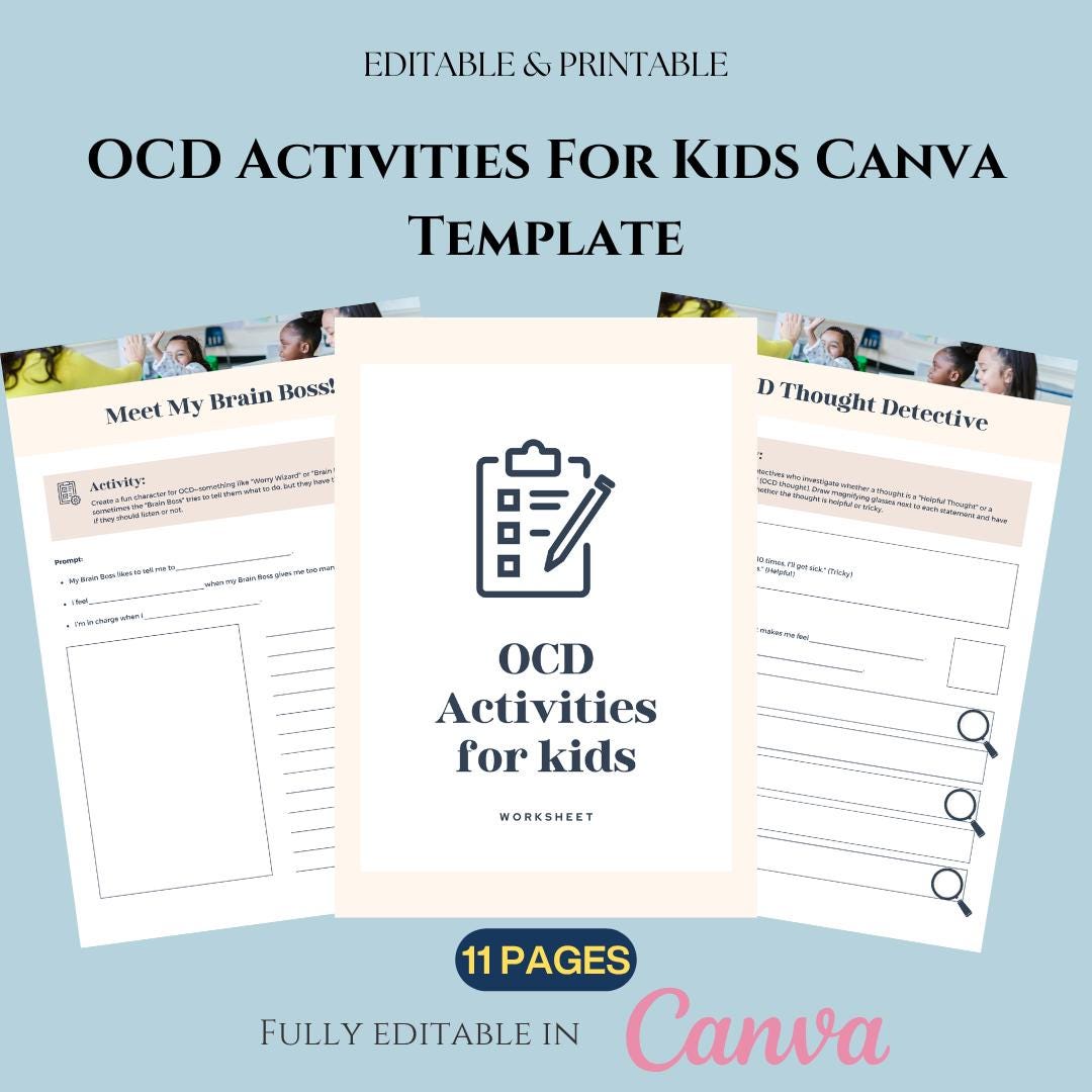 OCD Activities for Kids, Canva Editable Template, Mindfulness ...