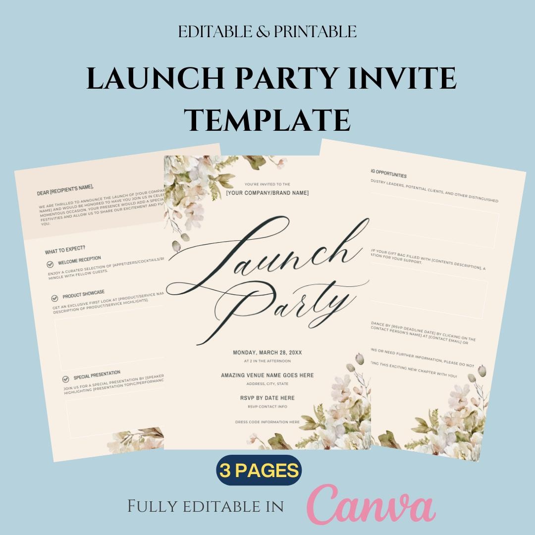 Launch Party Invite Canva Template, Product Release Celebration ...