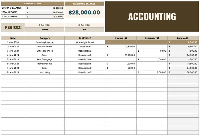 Excel Accounting Template, Track Income and Expenses, Manage Financial ...