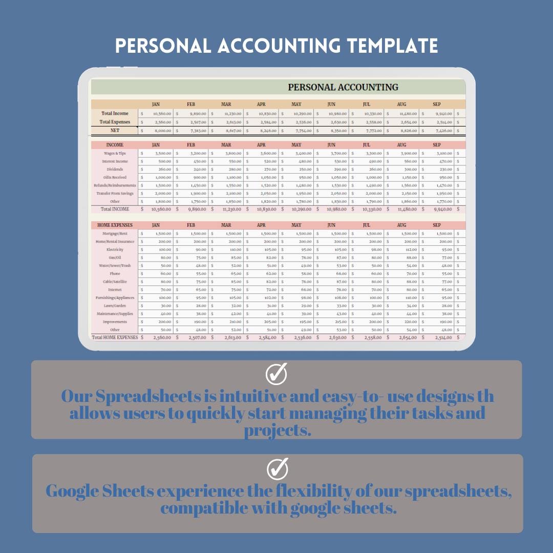 Personal Accounting Template, Budget Tracker, Expense Management ...