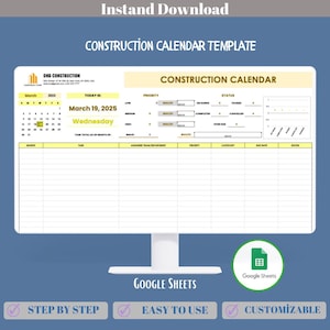 Schedule Calendar Template for Contractors - Etsy